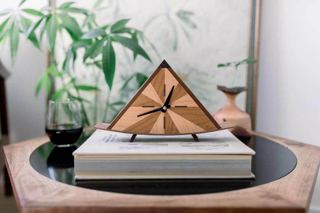 Pyramid Mantel Clock by Blackwell Woodworks Modern Triangle - Etsy