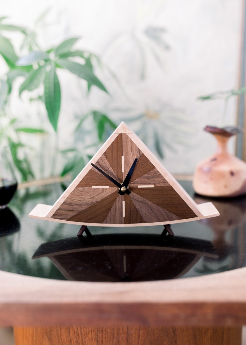 Pyramid Mantel Clock With Dark Wood by Blackwell Woodworks | Etsy