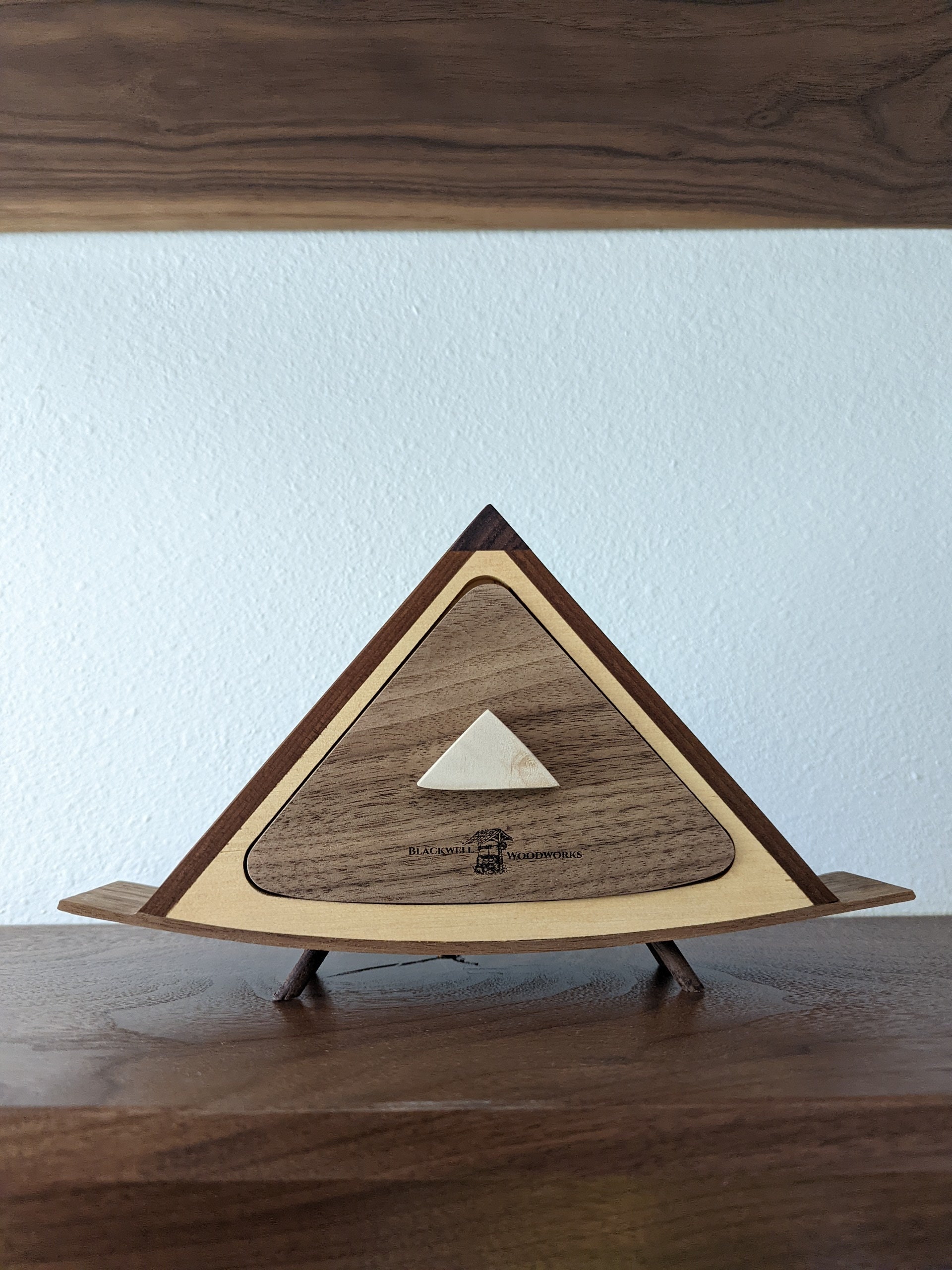 Pyramid Mantel Clock by Blackwell Woodworks, Modern Triangle Desk Clock ...