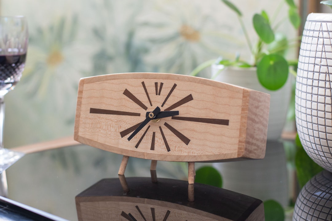 Mid Century Modern Clock, Handmade Wood Retro Design, Modern Office ...