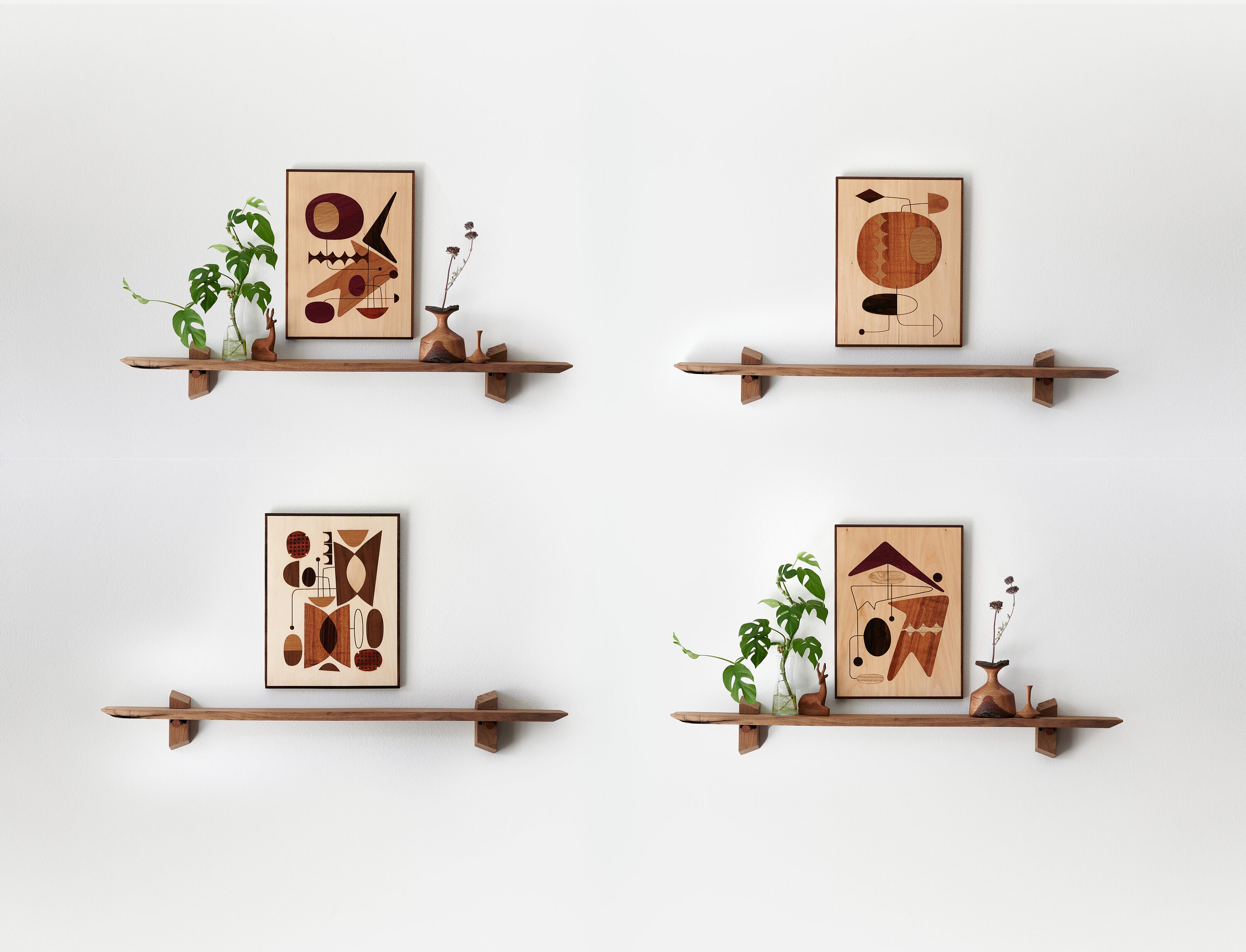 Mid Century Modern Wood Marquetry Wall Art - Atomic Googie Abstract ...