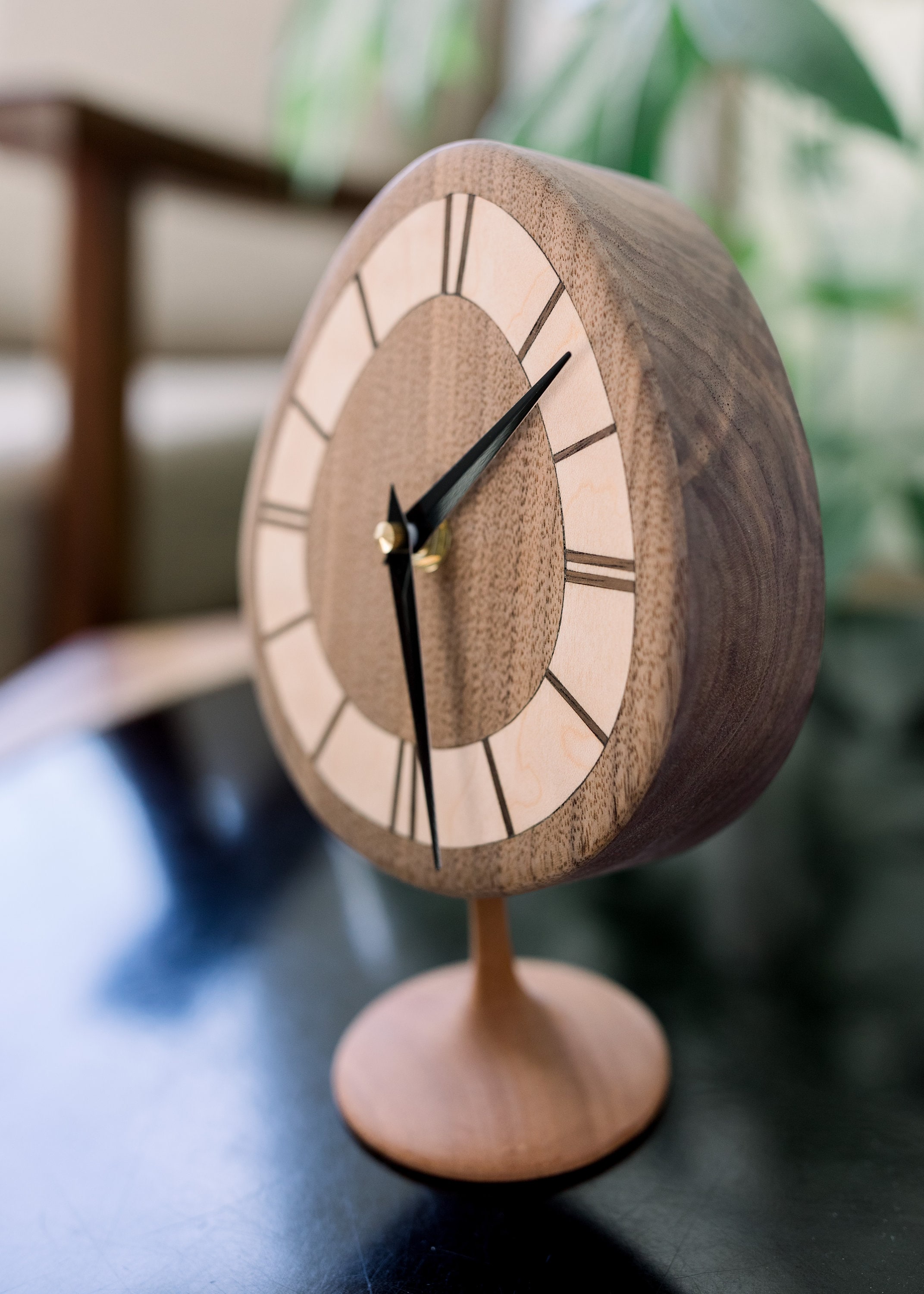 Retro Avocado Shaped Clock in Walnut Wood, Mid Century Inspired Egg ...