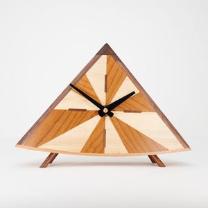 Pyramid Mantel Clock by Blackwell Woodworks, Modern Triangle Desk Clock ...