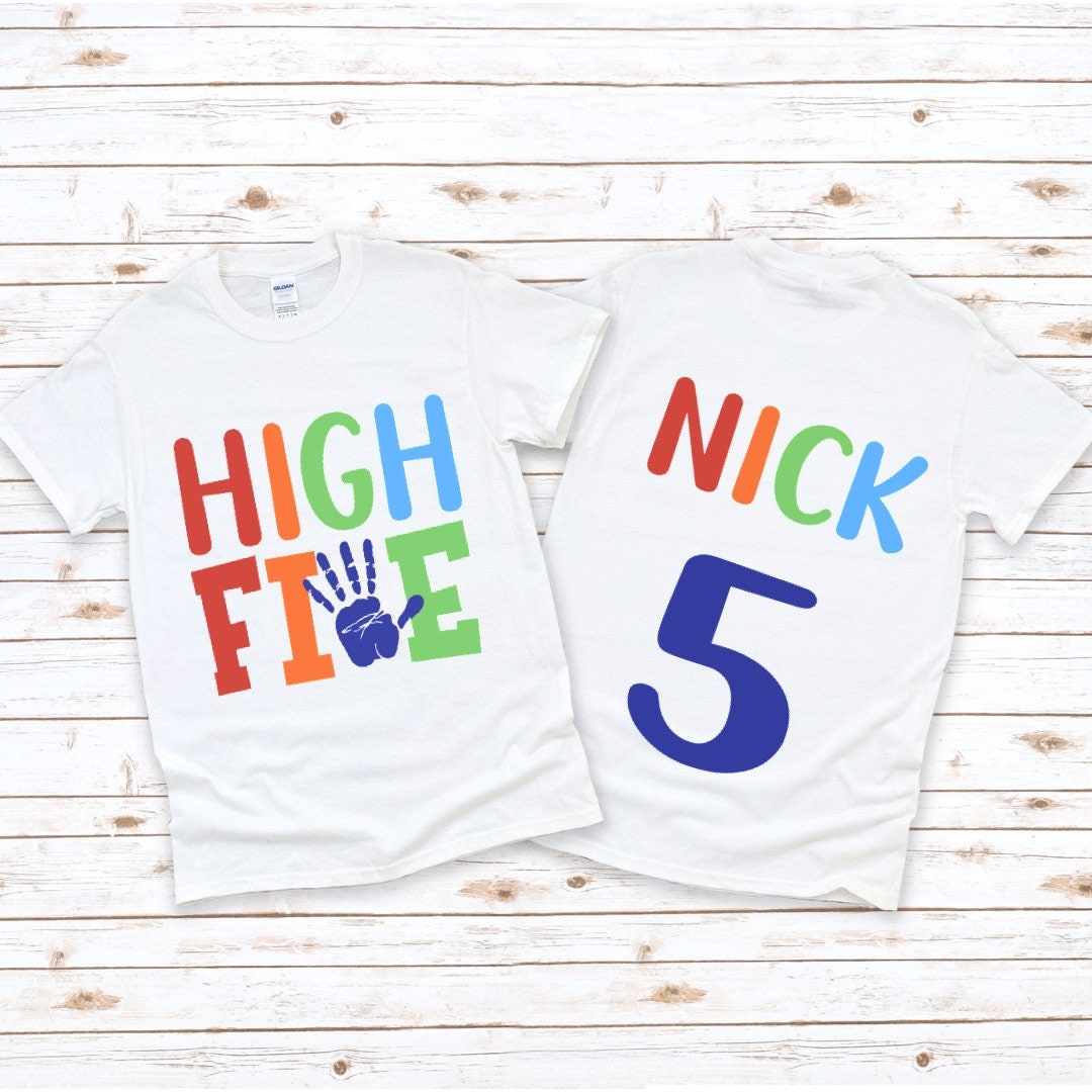 High Five Birthday Shirt-boys 5th Birthday-5 Years Old-boys Fifth ...
