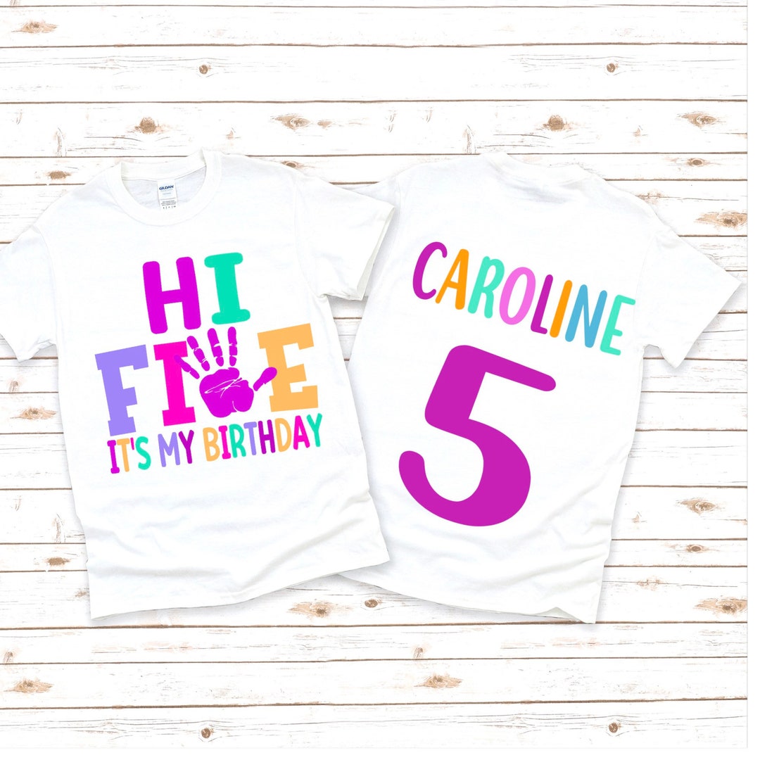Hi Five Shirt-girls 5th Birthday Shirt-5th Birthday Shirt - Etsy