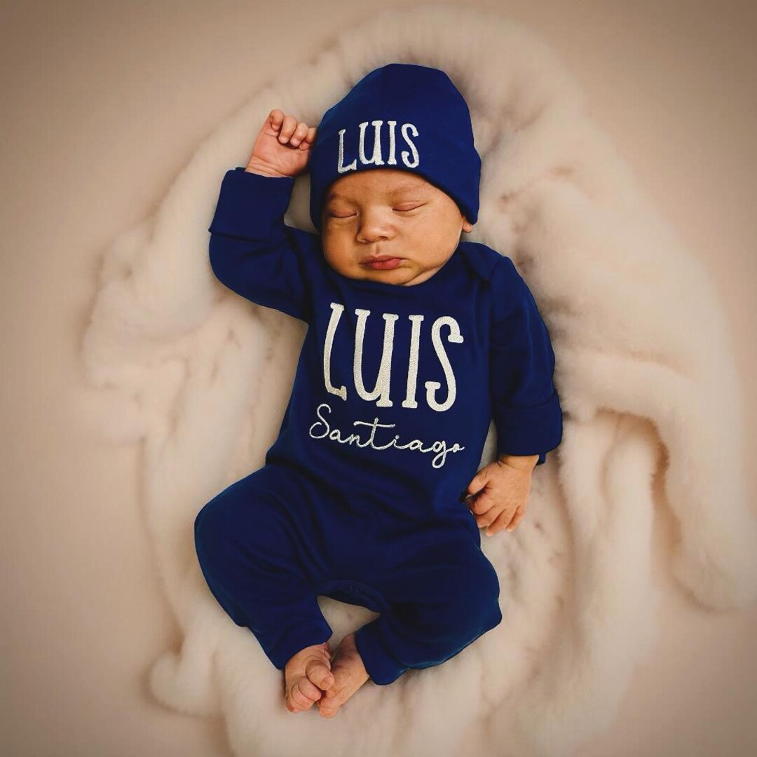 Custom Embroidered Baby Boy Romper Outfit- Newborn Coming Home Clothes ...