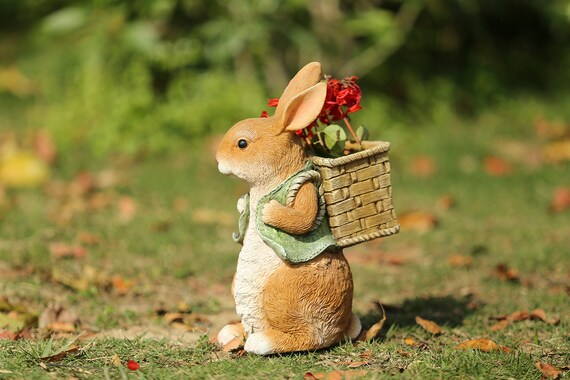PolyresinCute Bunny Planter Brown RabbitAnimals Flower | Etsy