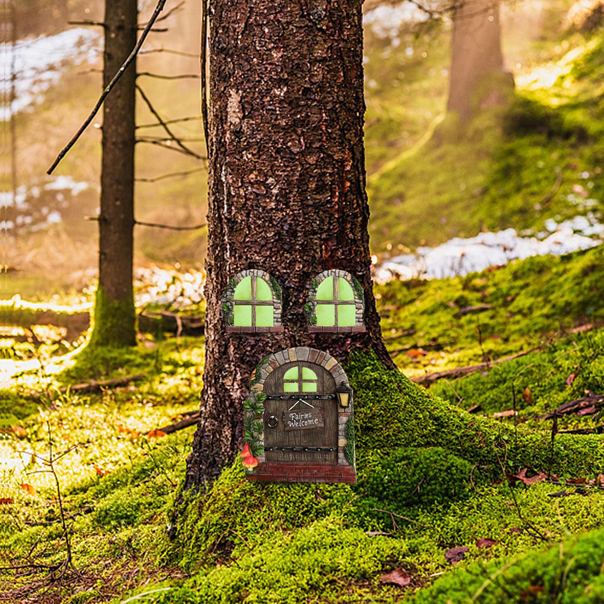 Fairy Gnome Home Window and Door for Trees Glow in Dark Door and ...