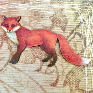 Fox Wood Brooch Wooden Red Fox Pin Animal Jewellery Accessory Laser Cut ...