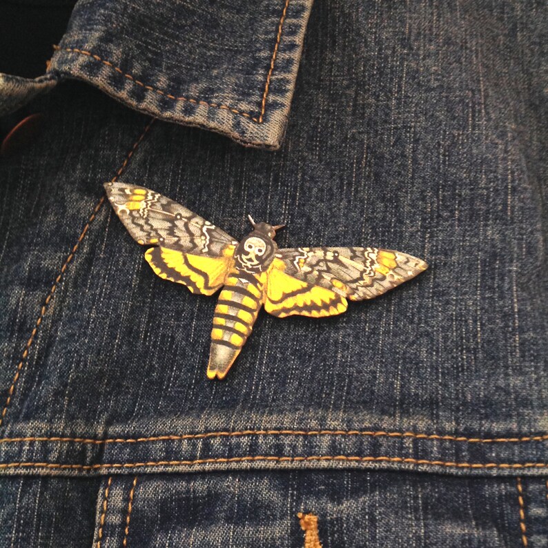 Death Head Moth Wooden Brooch Silence of the Lambs Pin Insect Jewellery ...