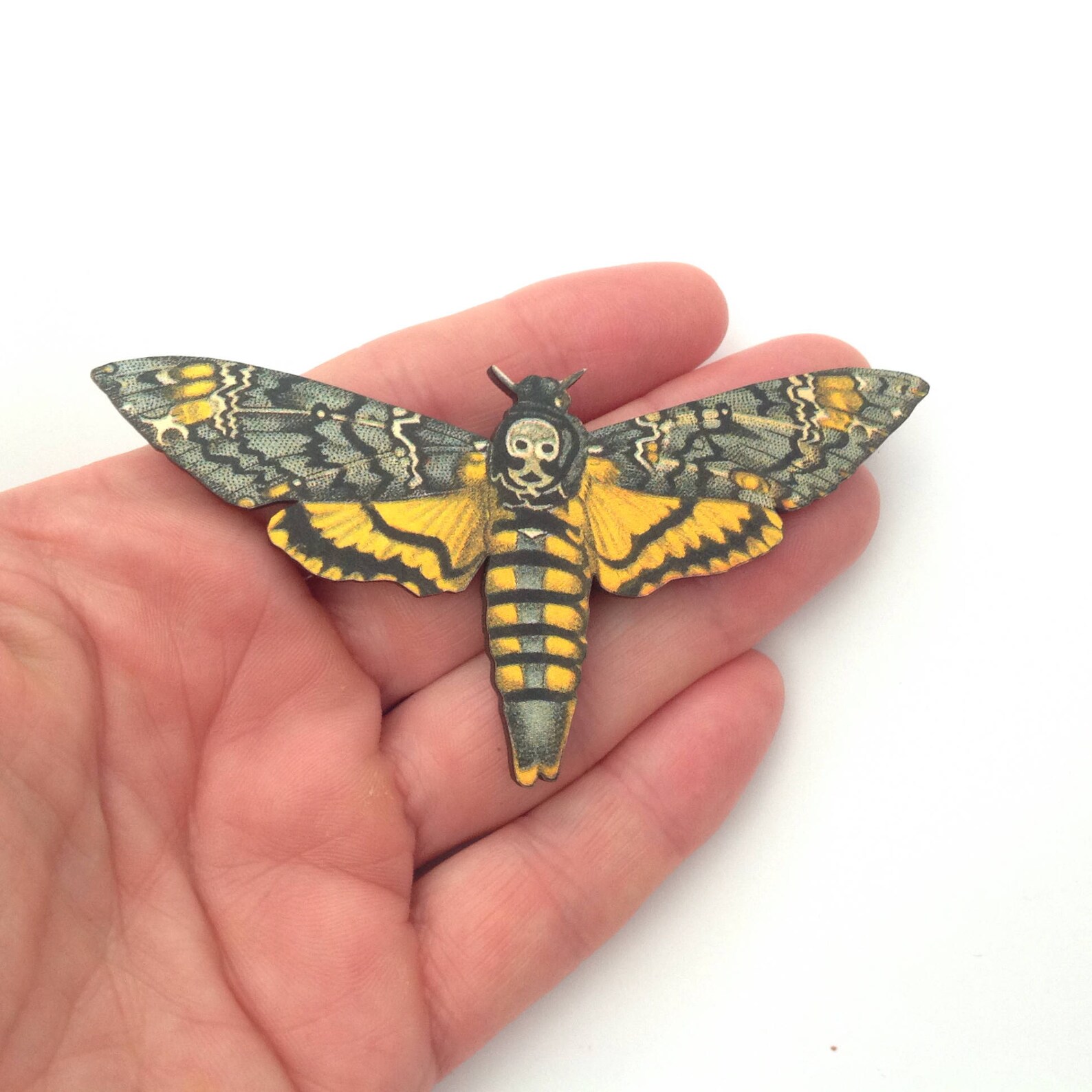 Death Head Moth Wooden Brooch Silence of the Lambs Pin Insect Jewellery ...