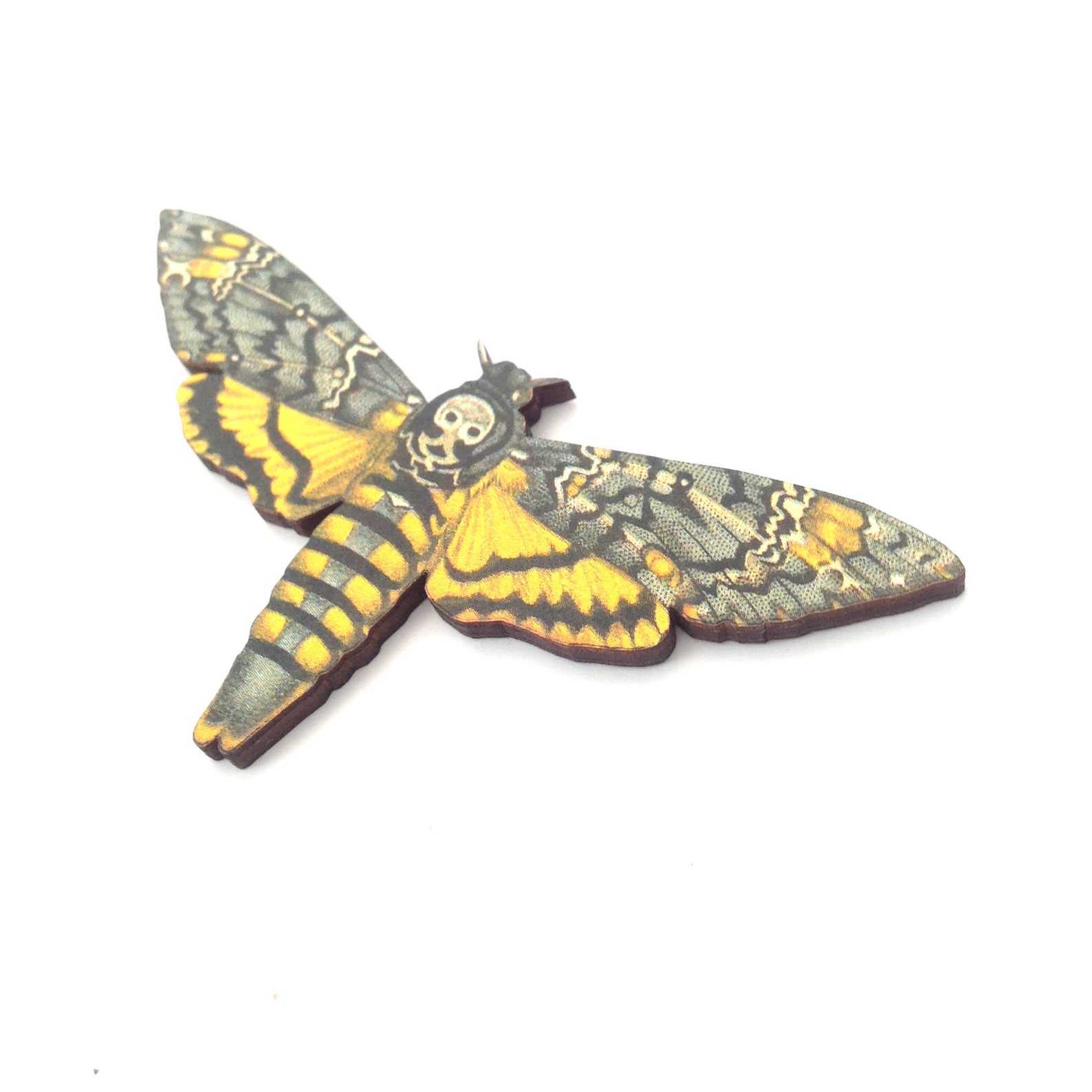 Death Head Moth Wooden Brooch Silence of the Lambs Pin Insect Jewellery ...