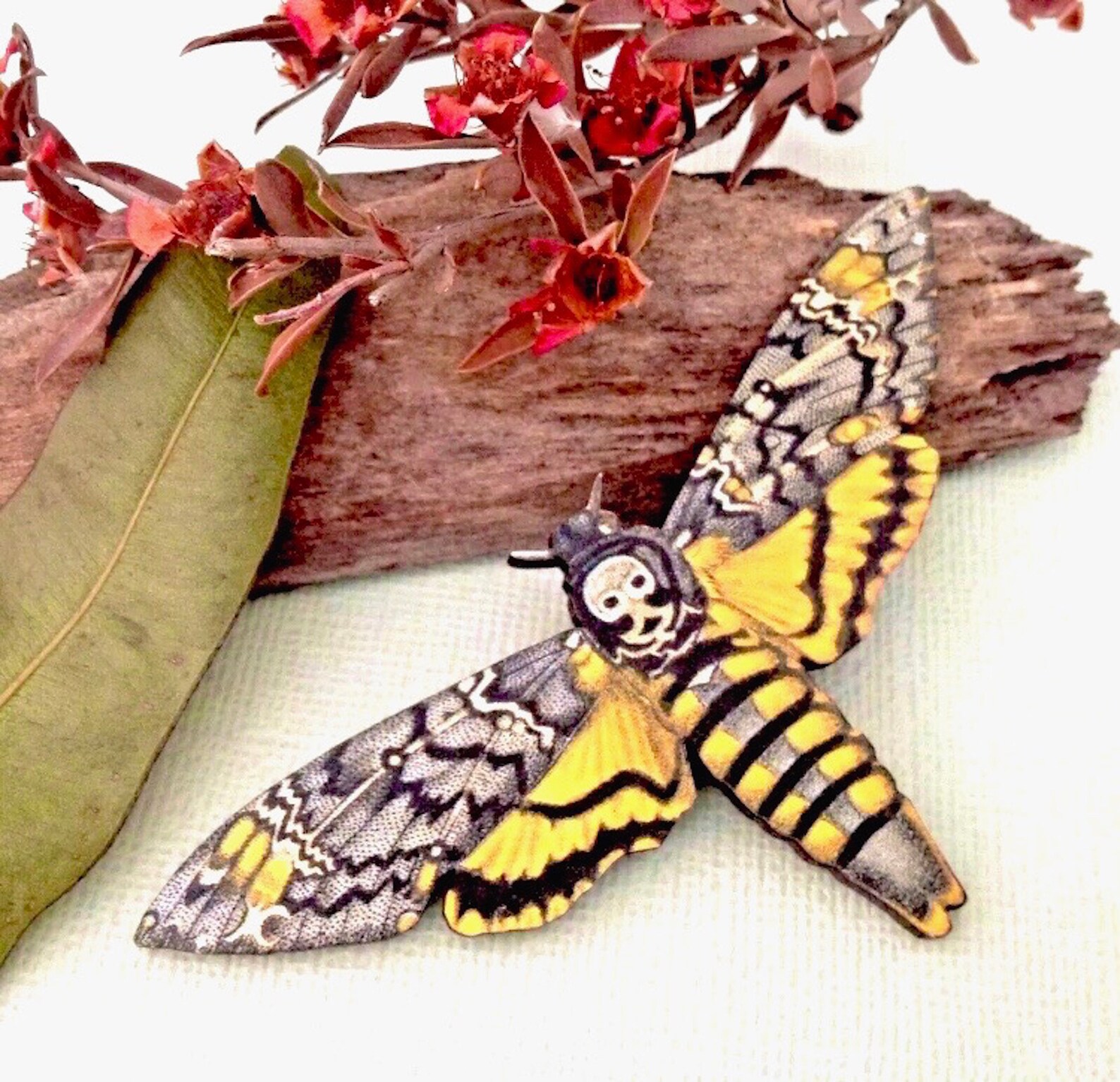 Death Head Moth Wooden Brooch Silence of the Lambs Pin Insect Jewellery ...