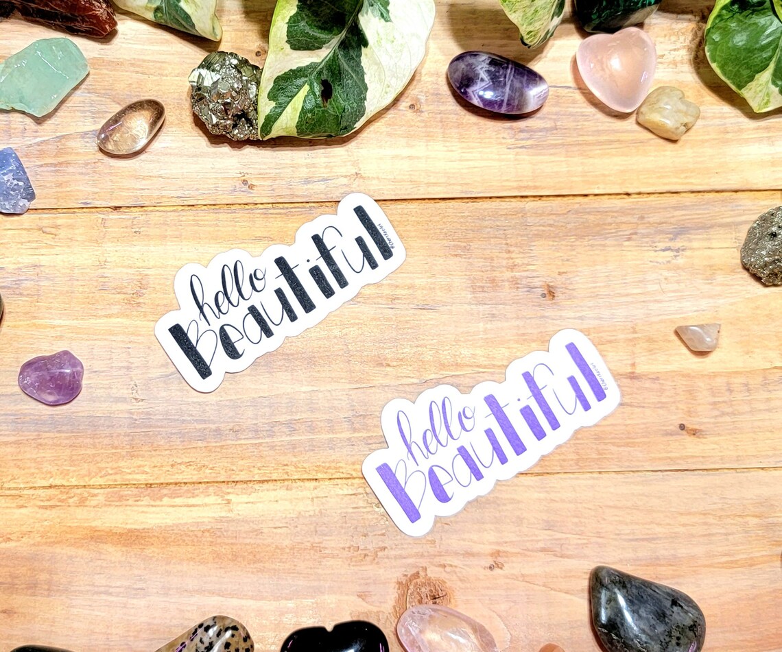 Hello Beautiful Sticker Waterproof Laminated Die Cut Rainbow - Etsy