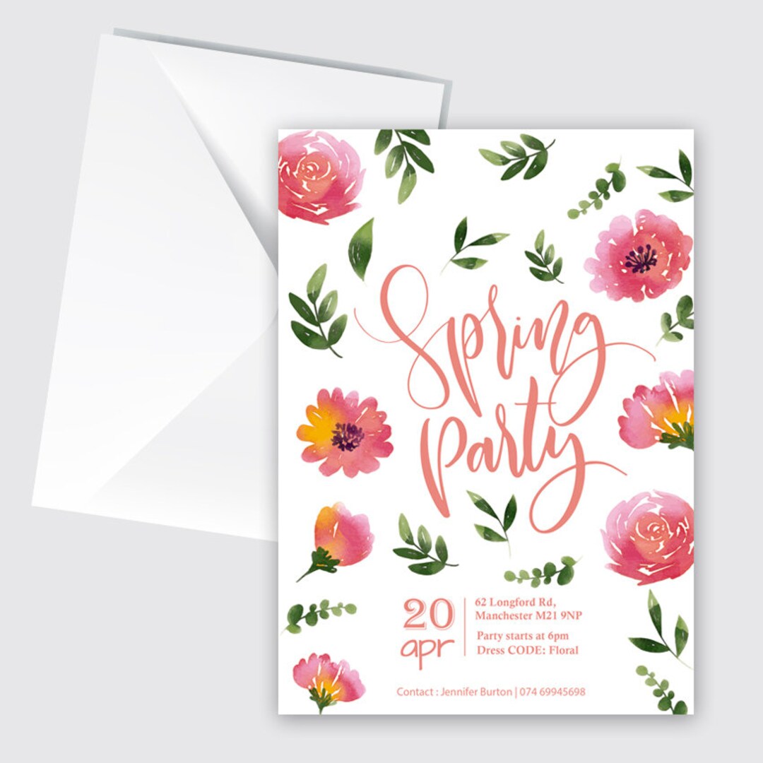 Editable Spring Flower Invitation | Spring Garden Party Digital ...