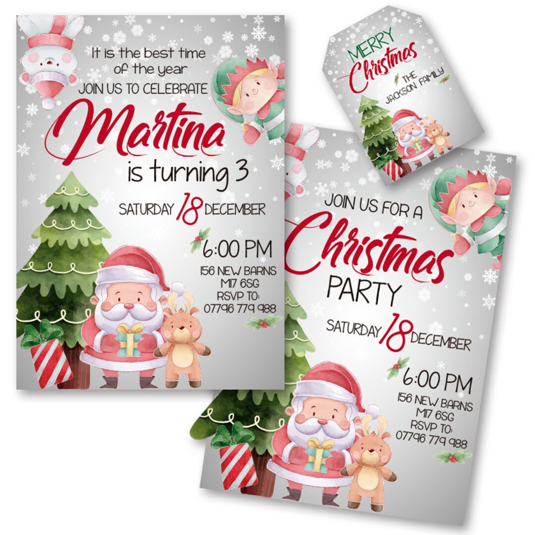 Editable Christmas Party Invite | Christmas Birthday Party Digital ...