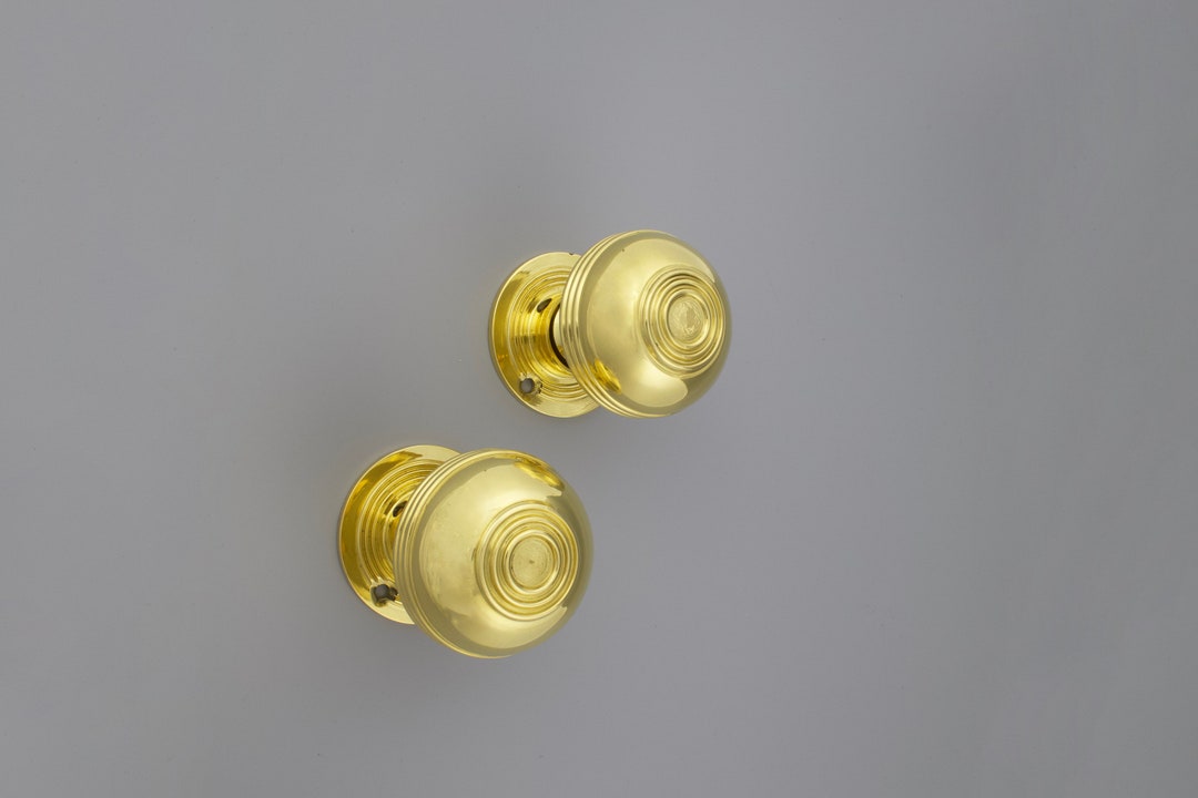 Polished Brass Bloxwich Mortice Rim Door Knobs Knob Traditional Victorian Heavy Period Lock ...