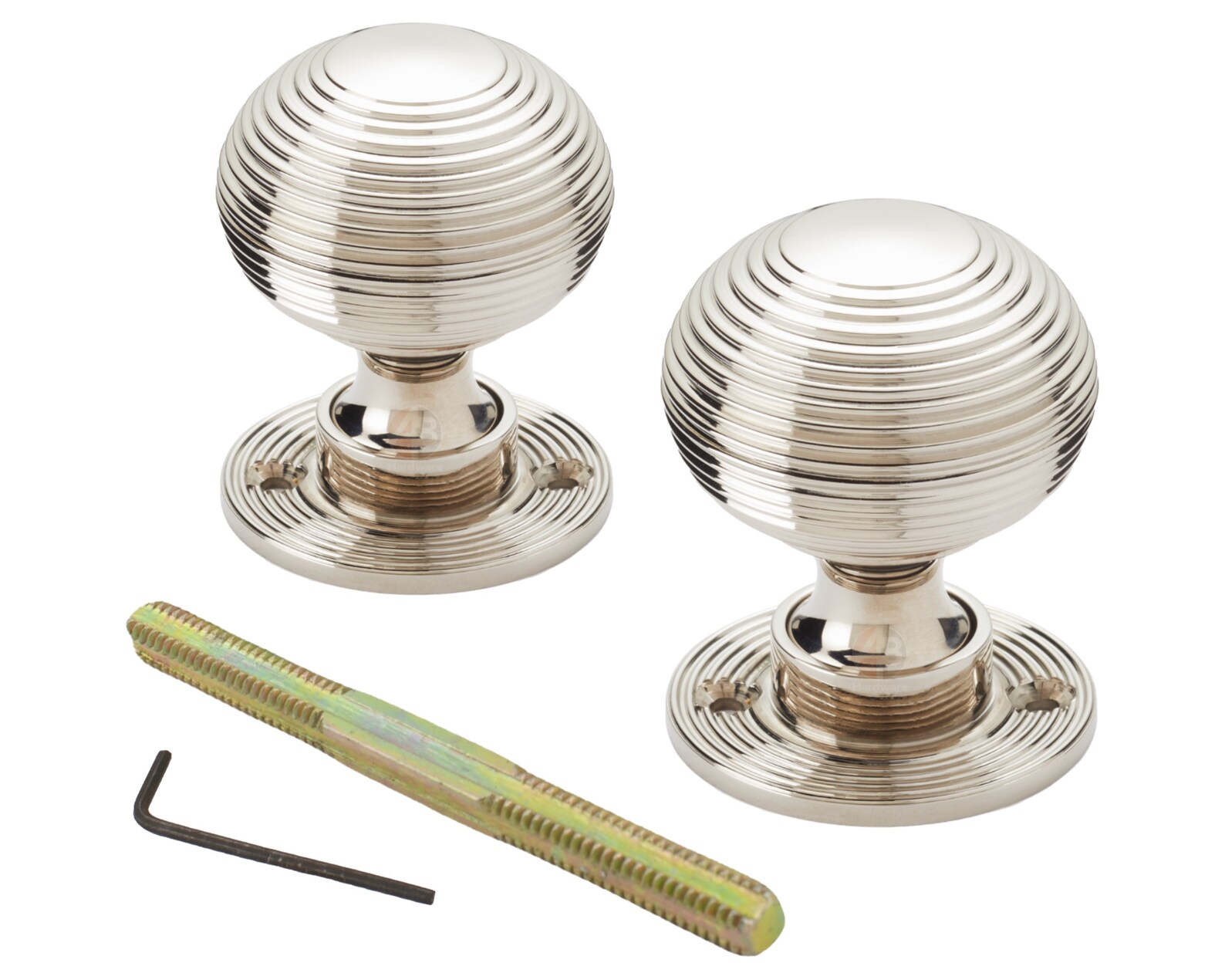 Polished Nickel Beehive Door Knob Set 50mm Diameter With Rose Reeded Knobs - Etsy UK