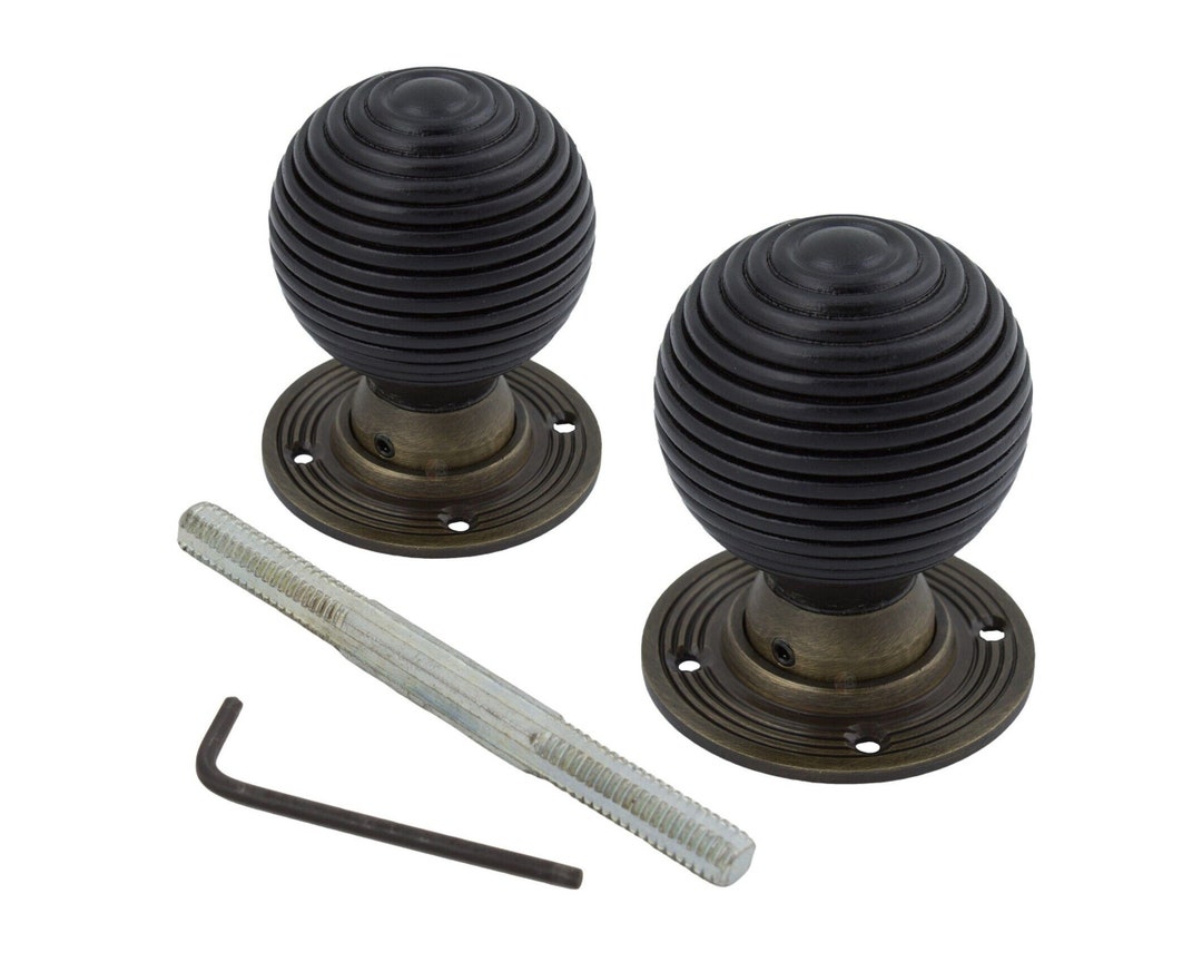 Black Ebonised Antique Wooden Beehive Door Knobs Knob Pair - Etsy UK