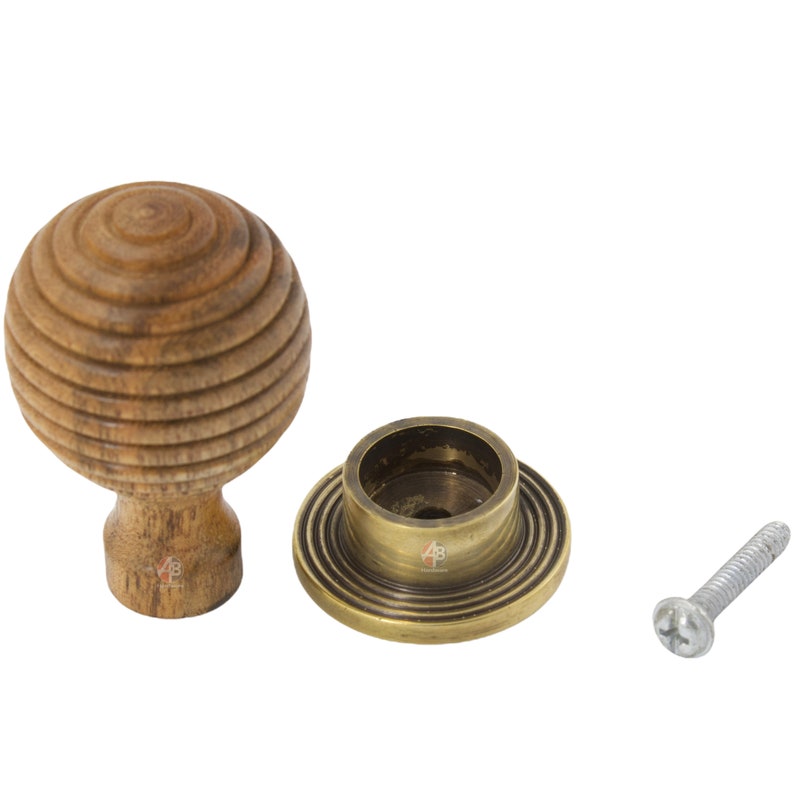 32mm 38mm Teak Brass Wood Wooden Beehive Cupboard Knob Knobs - Etsy UK