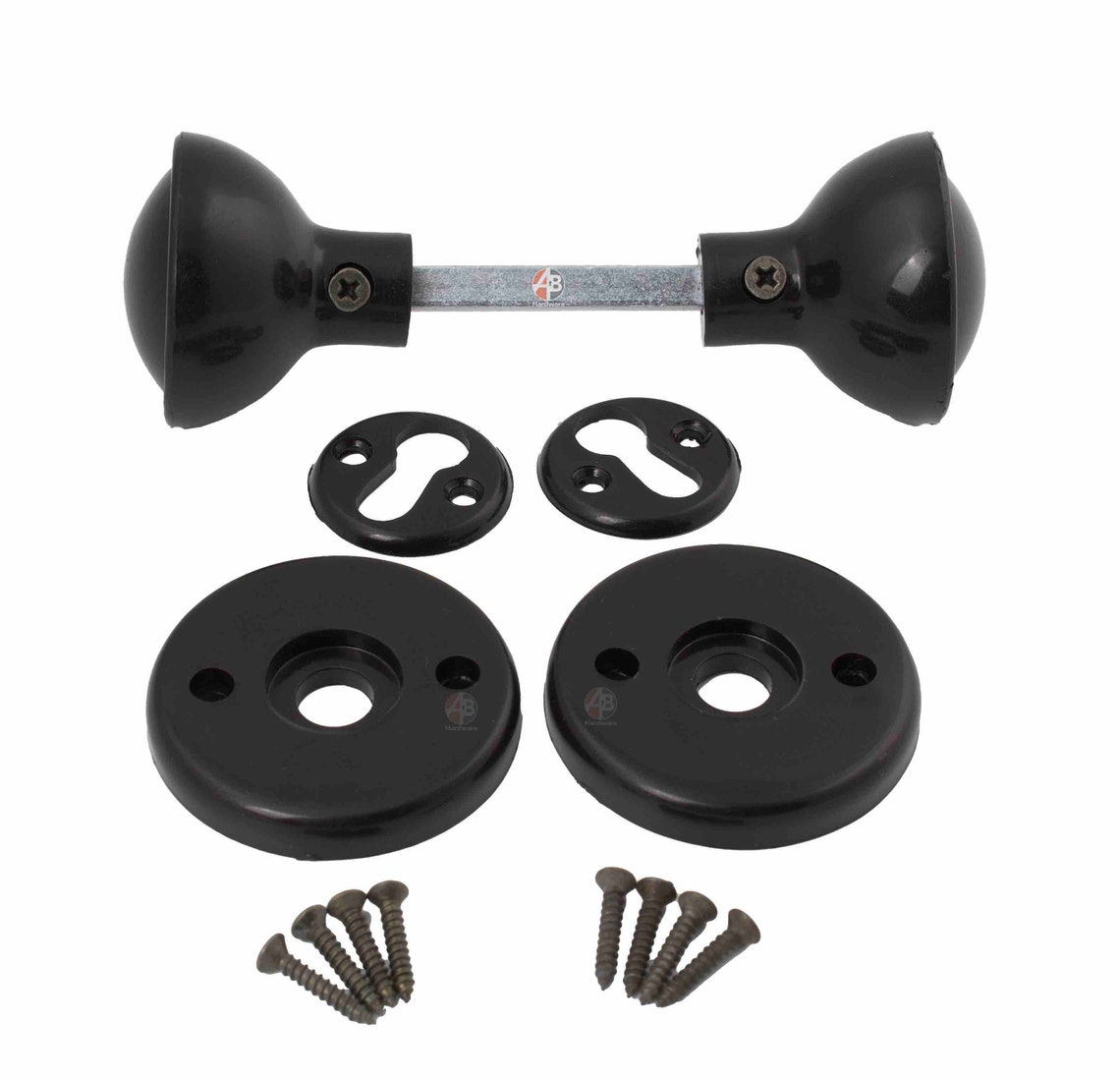 Pack of 5 Black Plastic Door Knob Set Knobset Mortice or Rim | Etsy