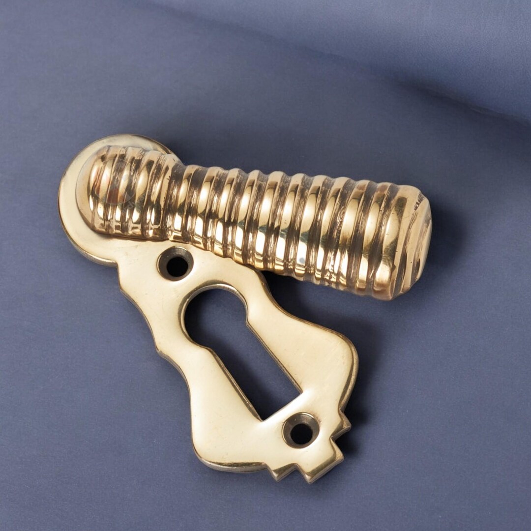 Aged Solid Brass Beehive Reeded Escutcheons Keyhole Door Key Cover ...