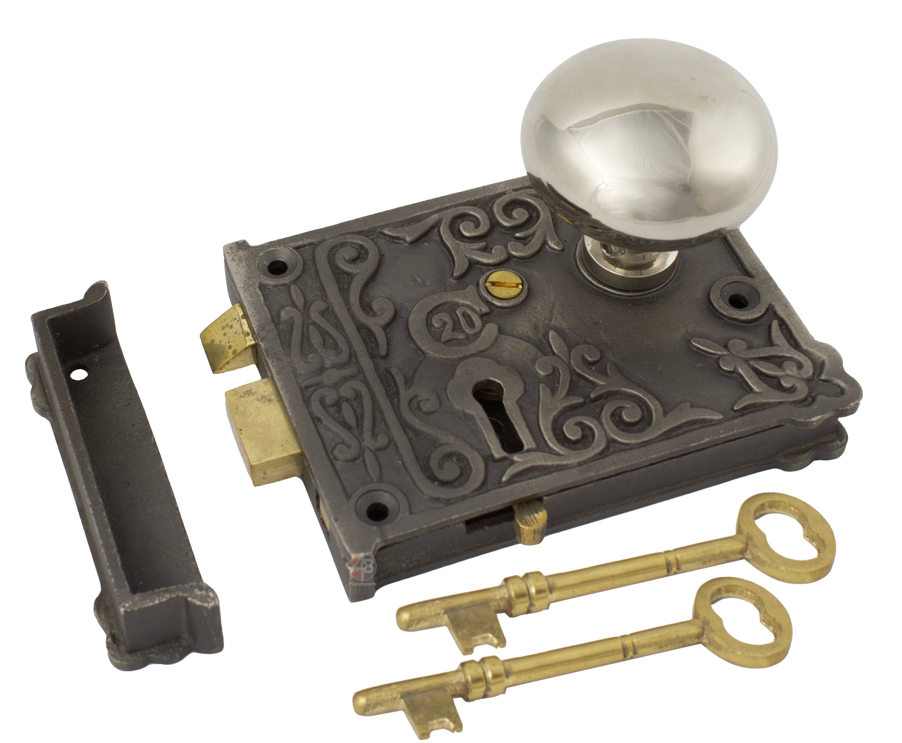 Floral Design Rim Lock Set With 50mm Polished Nickel Cottage - Etsy ...