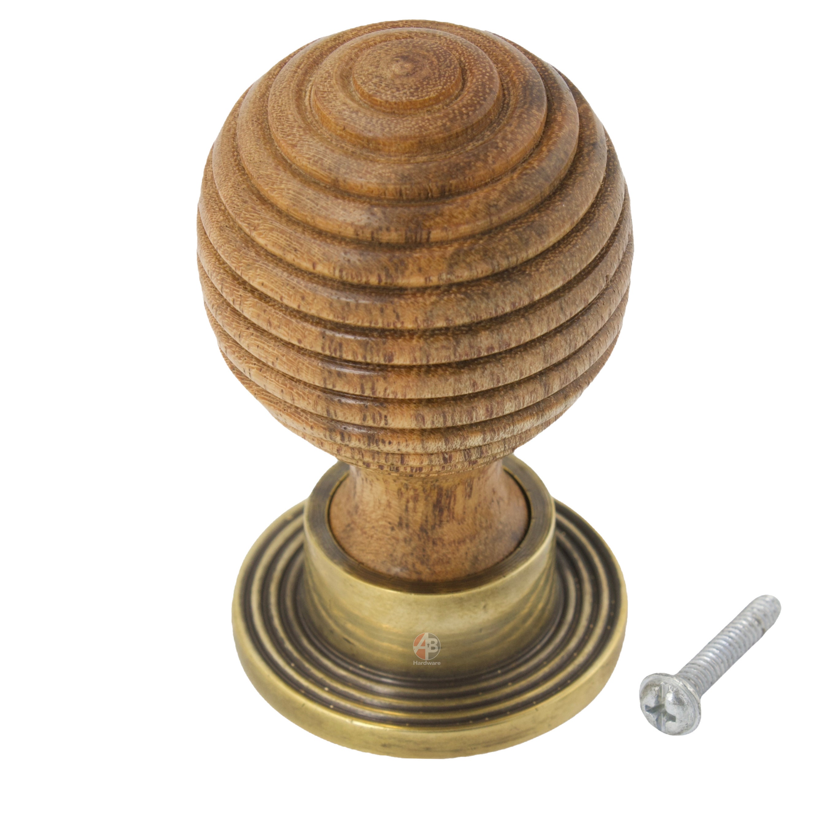 32mm 38mm Teak Brass Wood Wooden Beehive Cupboard Knob Knobs Small ...