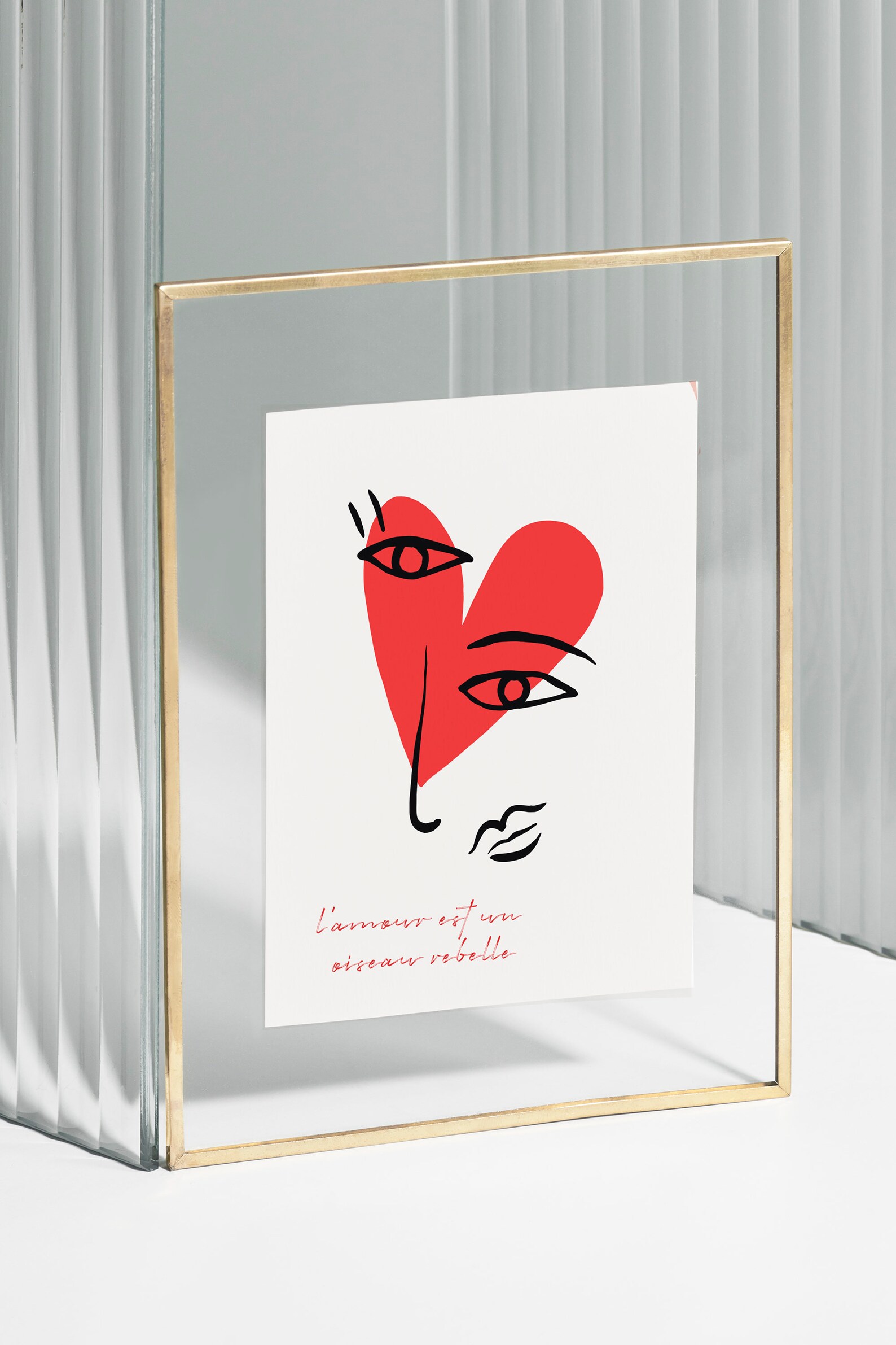 French Quote Print, Heart Print, PRINTABLE, Abstract Print, Mid-century ...