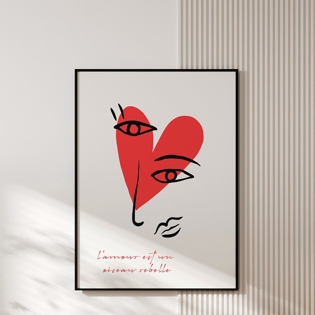 French Quote Print, Heart Print, PRINTABLE, Abstract Print, Mid-century ...