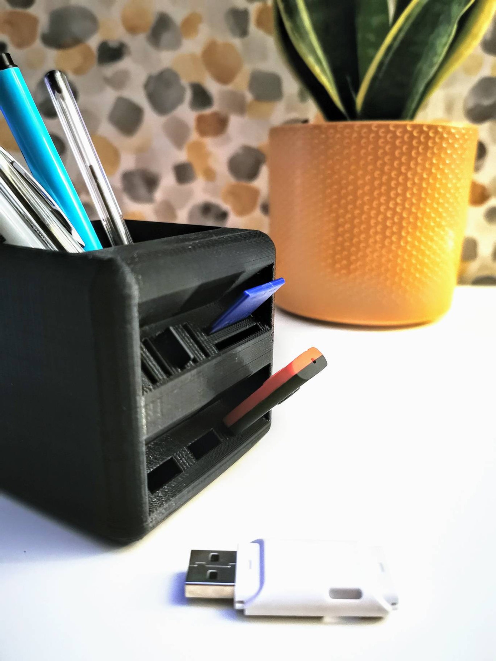 Desk Tidy 3D Printed Pencil Pot Home Office Stationary Organiser ...