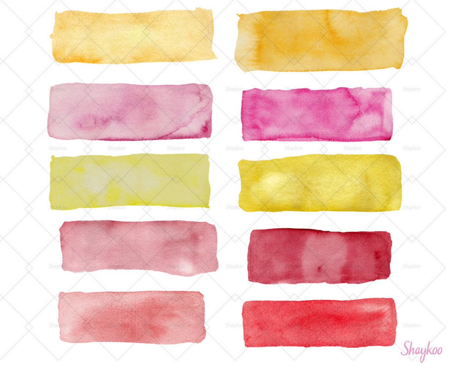 Watercolor Banners Clipart Handpaint Watercolor Textures - Etsy