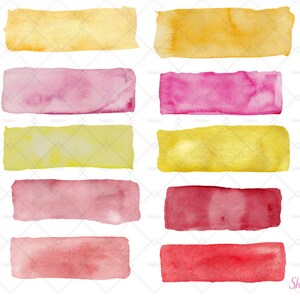 Watercolor Banners Clipart, Handpaint Watercolor Textures, Watercolor ...