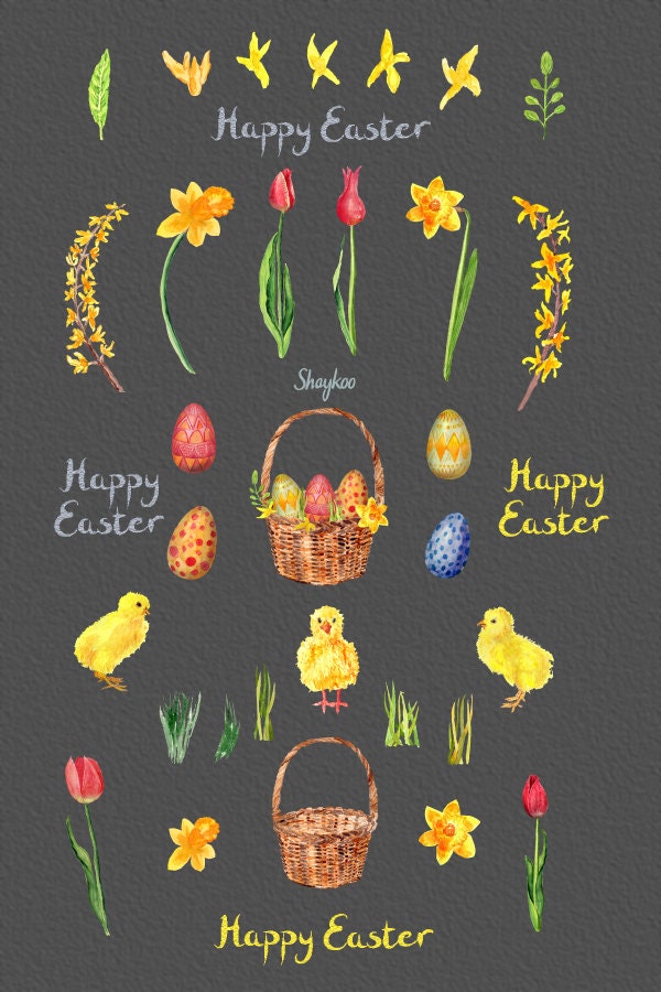 Watercolor Spring Clipart Watercolor Easter Chicks Easter - Etsy