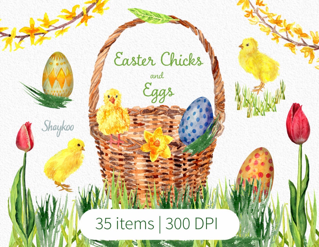 Watercolor Spring Clipart, Watercolor Easter Chicks, Easter Clipart ...