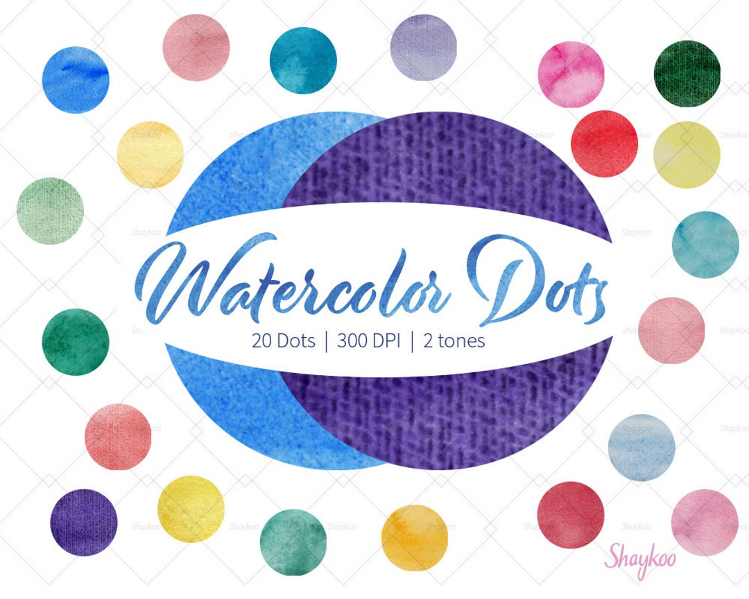 Watercolor Dots Clipart, Hand Painted Circles, Watercolour Spots ...
