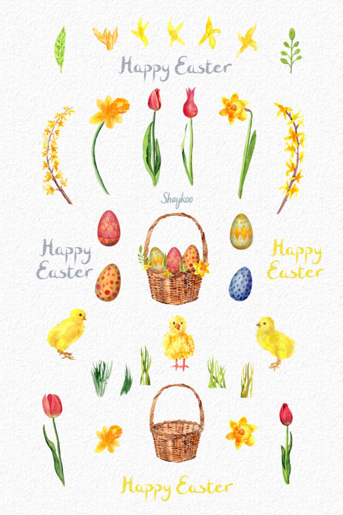 Watercolor Spring Clipart Watercolor Easter Chicks Easter - Etsy