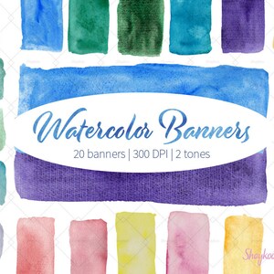 Watercolor Banners Clipart, Handpaint Watercolor Textures, Watercolor ...