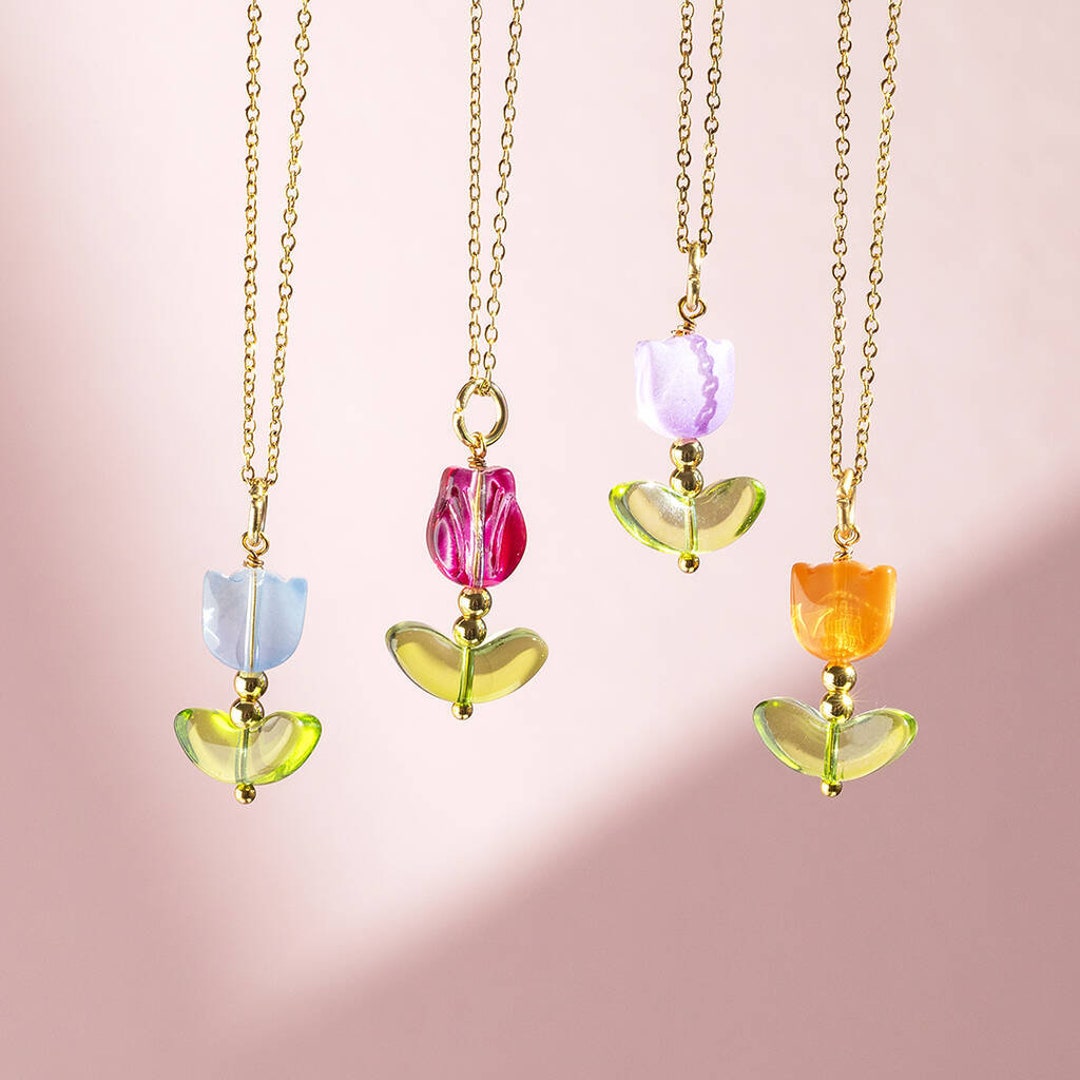 Glass Tulip Necklace - Etsy