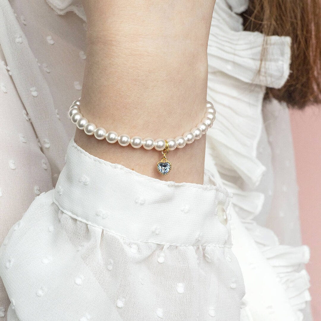 Something Blue Pearl Heart Bracelet for Bride to Be - Etsy