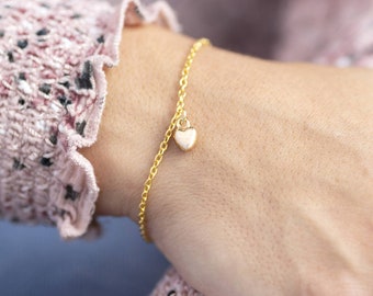 Heart Bracelet 18k Yellow Gold Charm Bracelet Gift for Her - Etsy Israel