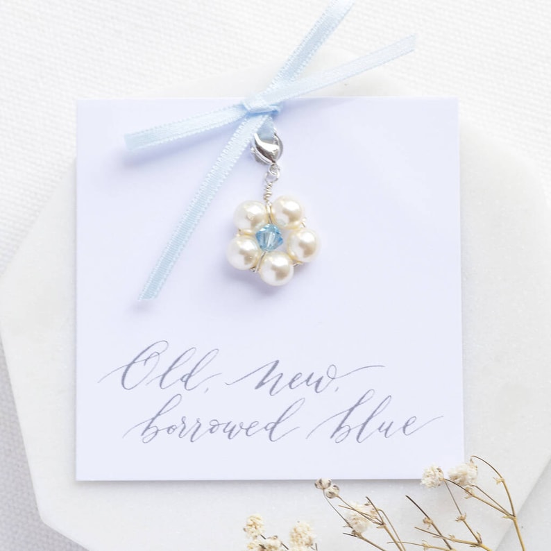 Something Blue Pearl Flower Wedding Keepsake Charm - Etsy