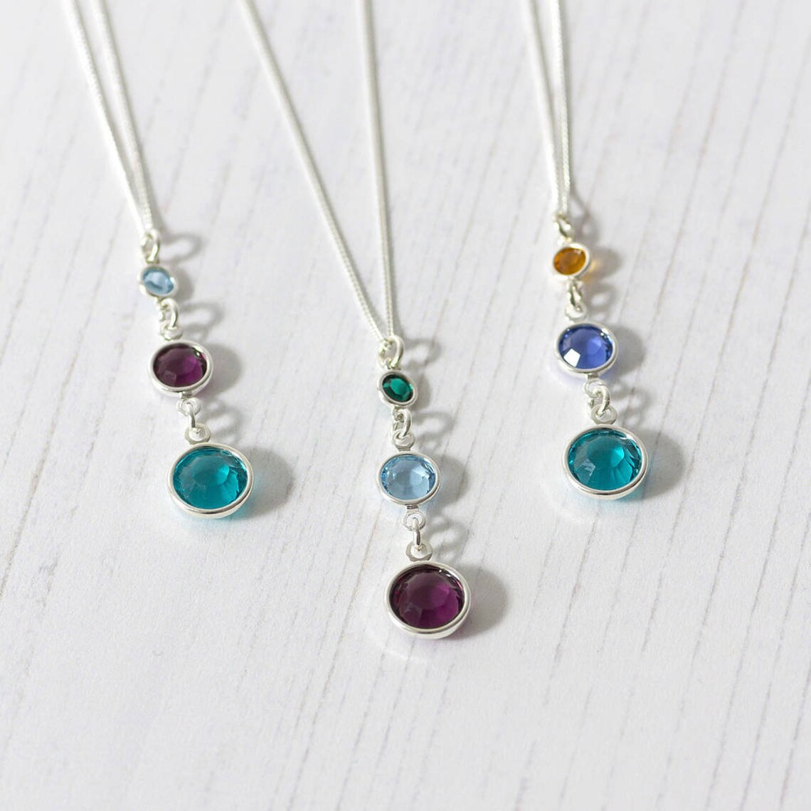 Three generations birthstone necklace | Etsy