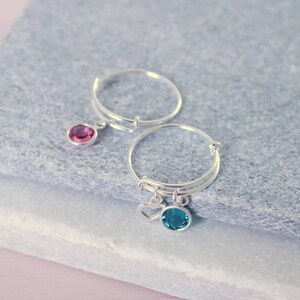 Sterling Silver Adjustable Birthstone Charm Ring - Etsy