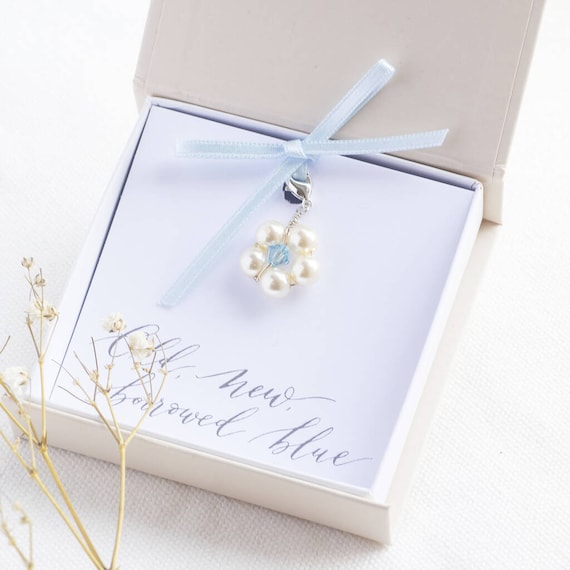 Something Blue Pearl Flower Wedding Keepsake Charm - Etsy