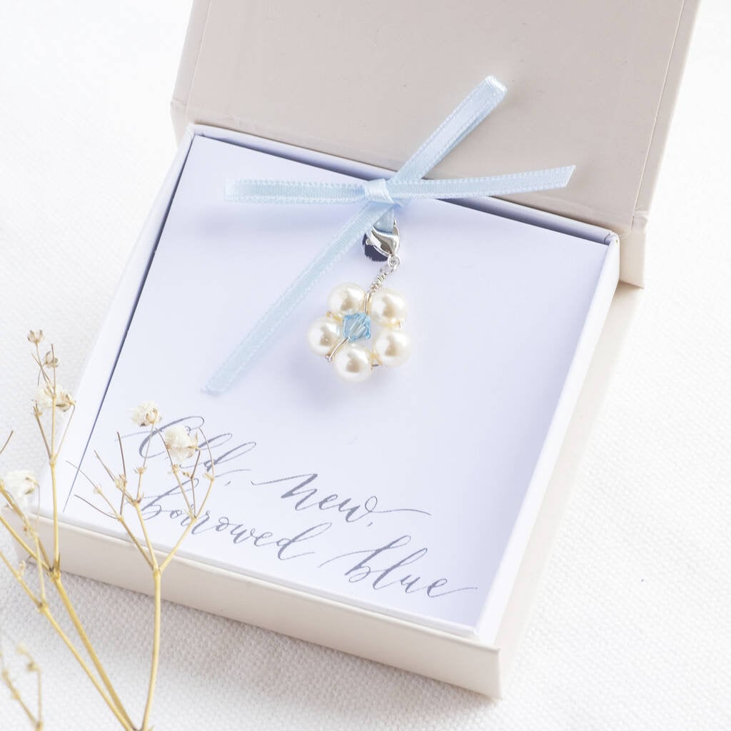 Something Blue Pearl Flower Wedding Keepsake Charm for Bride - Etsy
