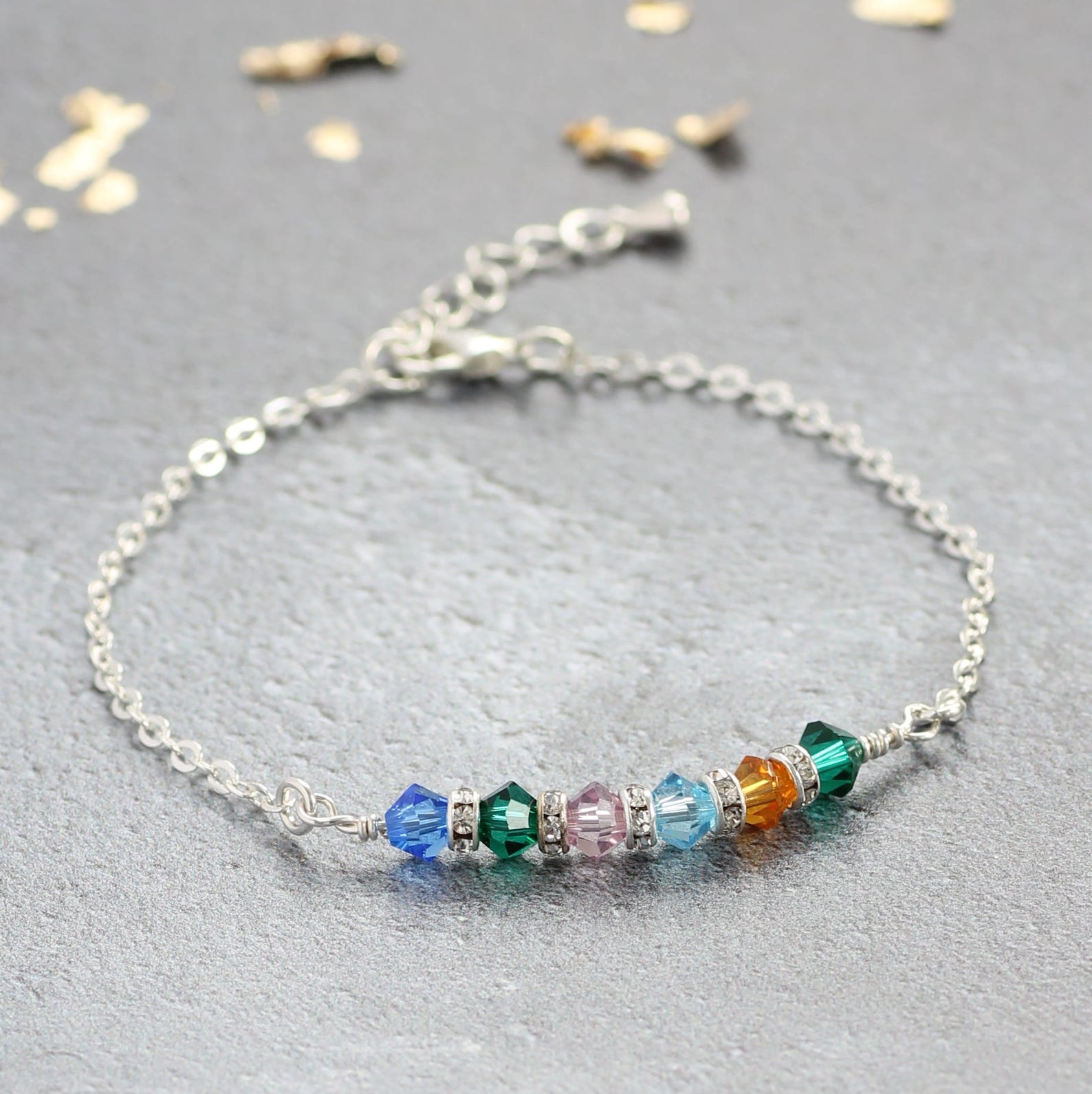 Beaded Family Birthstone Bar Bracelet - Etsy