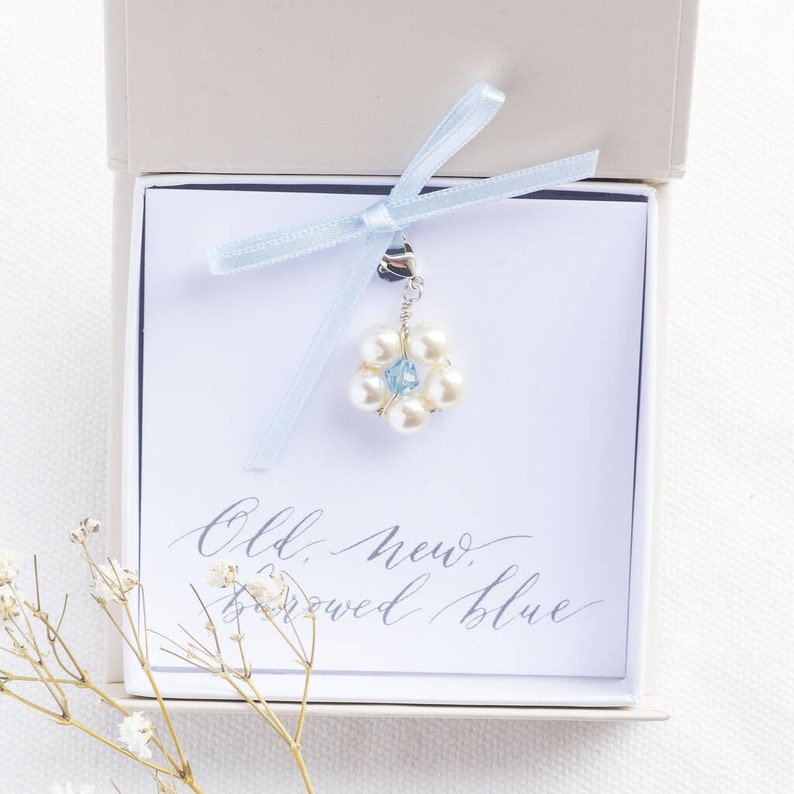 Something Blue Pearl Flower Wedding Keepsake Charm - Etsy