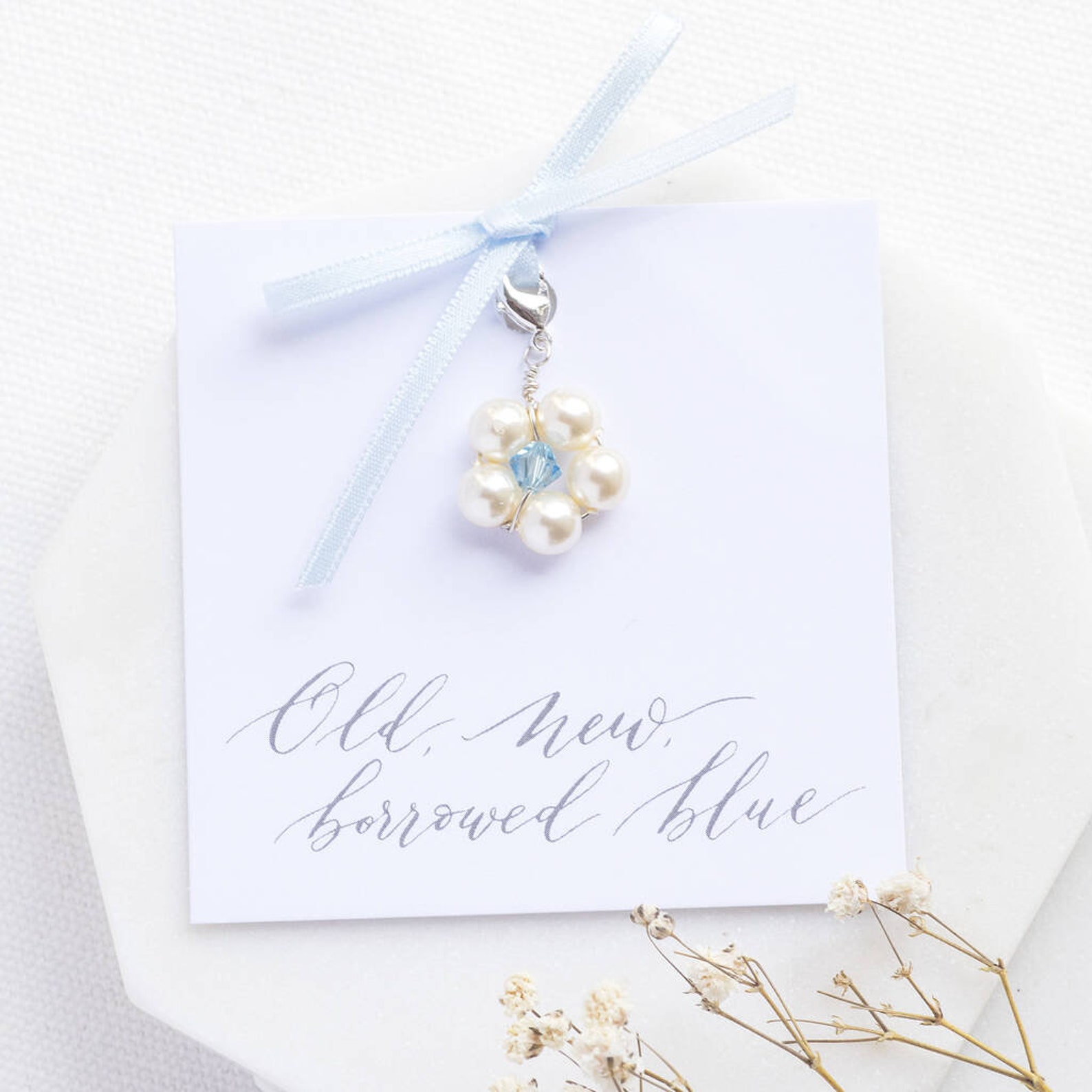 Something Blue Pearl Flower Wedding Keepsake Charm - Etsy