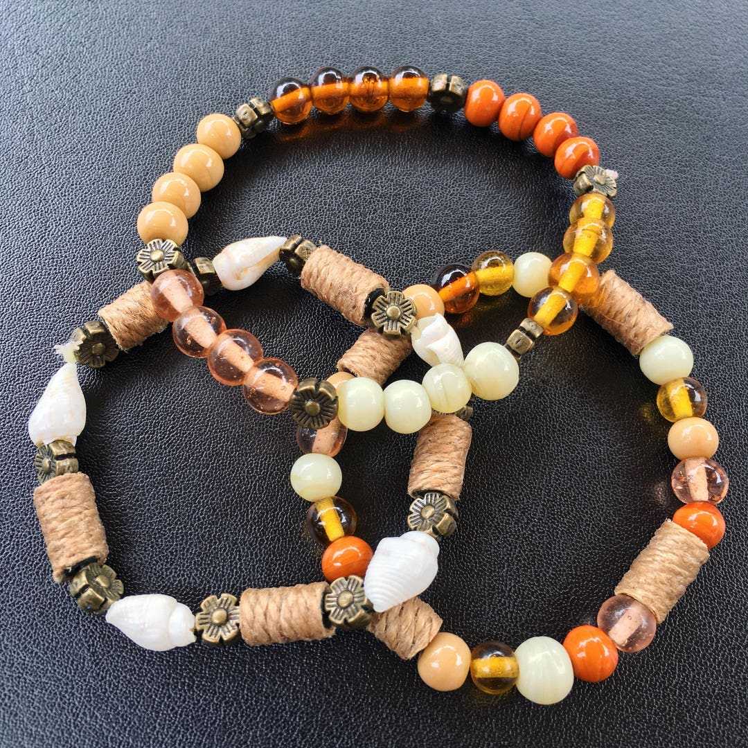 Boho Shells and Hemp Beaded Bracelet Set - Etsy
